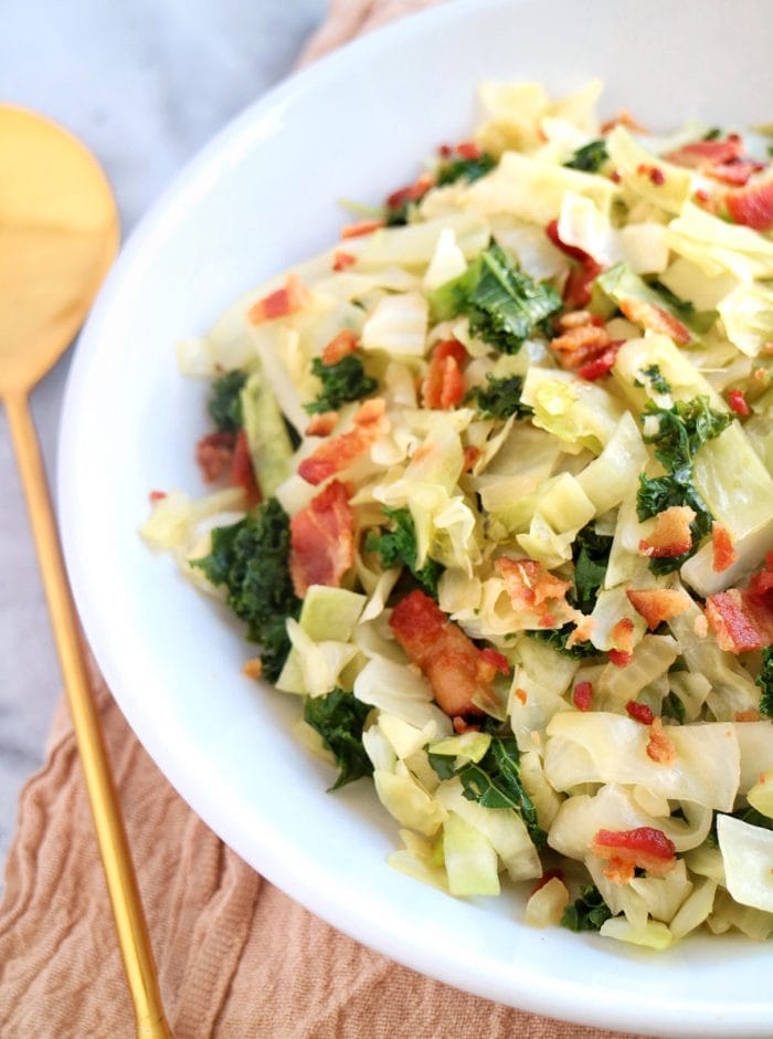 Sauteed Cabbage & Kale with Bacon | The Nutrition Adventure
