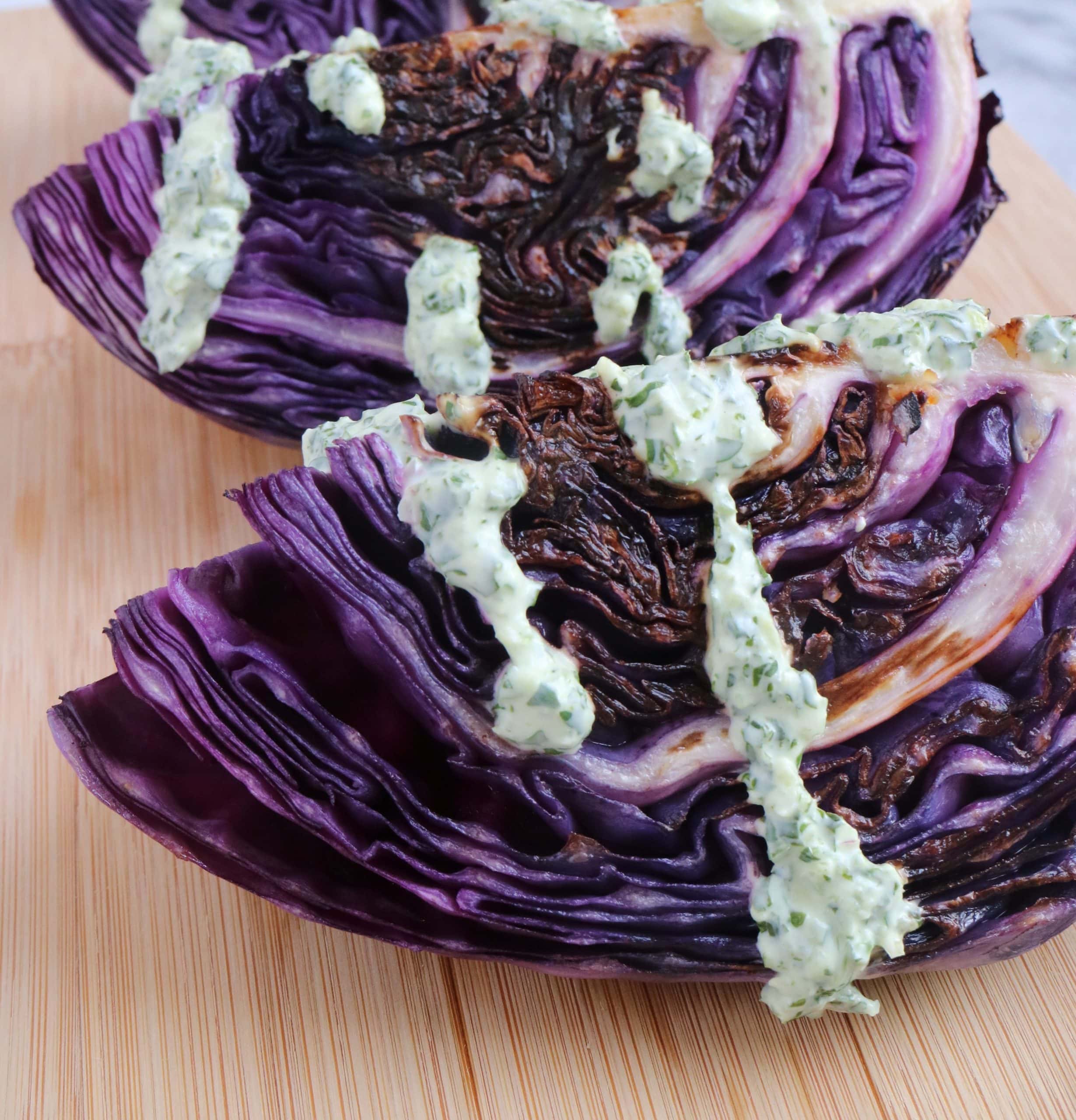 Seared Red Cabbage with Creamy Chimichurri | The Nutrition Adventure