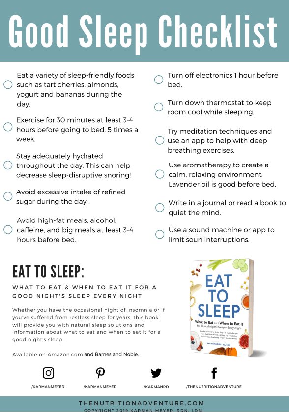 Good Sleep Checklist | The Nutrition Adventure